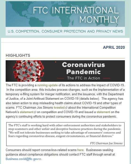FTC International Monthly | Federal Trade Commission