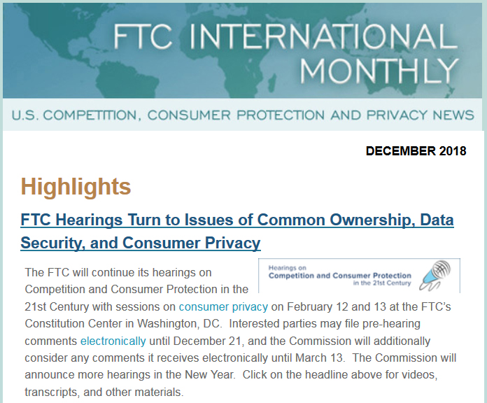 FTC International Monthly | Federal Trade Commission